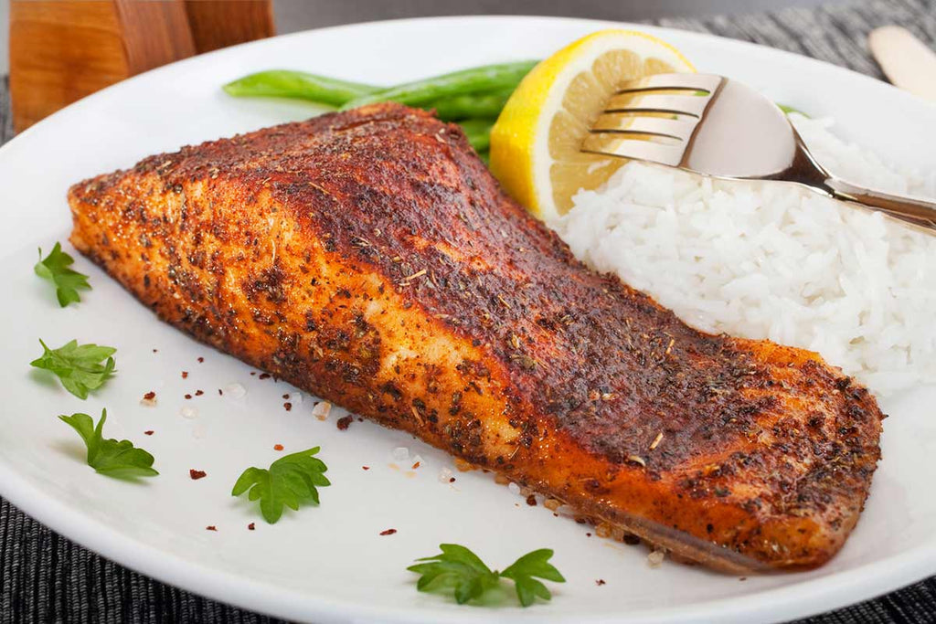 Cajun Blackened Salmon with Mad Dog 357 Sriracha Sauce | cajun, Salmon ...