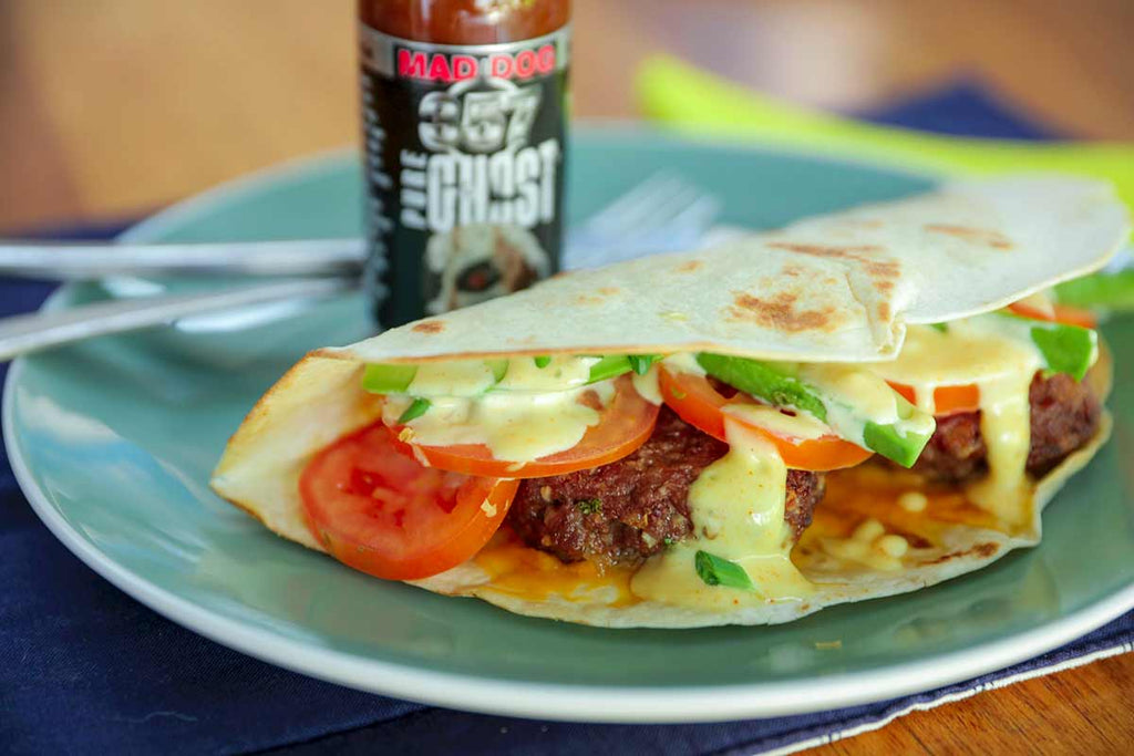 Ghost-adilla Burger | burger, Mad Dog 357 Pure Ghost Hot Sauce and more ...