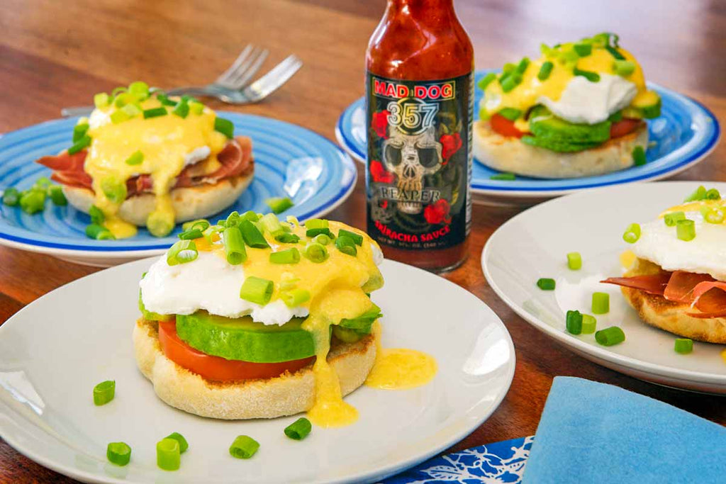 Mad Dog Eggs Benedict | eggs benedict, Mad Dog reaper sriracha sauce ...