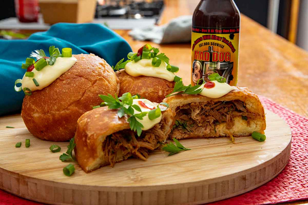 Mad Dog’s Pulled Pork Doughnuts | Mad Dog 357 Hot Sauce, Pork, sweet ...
